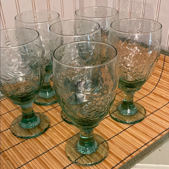 Libbey | Dining | 6 Elegant Vintage Libbey Green Glass Goblet Set ...